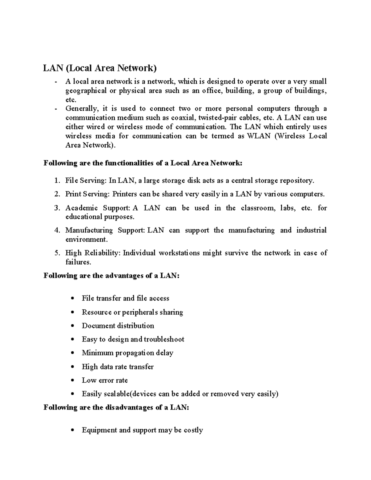 LAN - read all the pages under th einstruction - LAN (Local Area ...