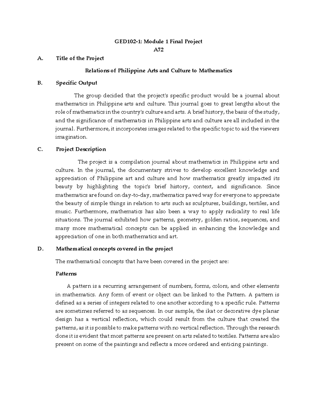 M1 Project - Documentation Bernas, Cada, Castro, Sanchez - GED102- 1 ...