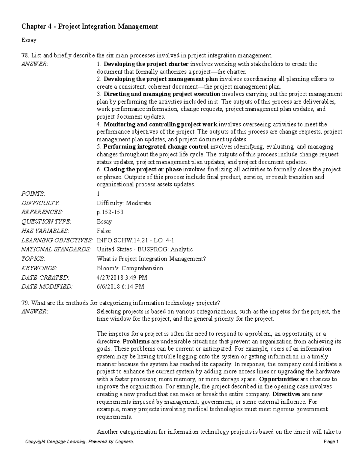 Chapter 4 Project Integration Management Essay - Essay List and briefly ...