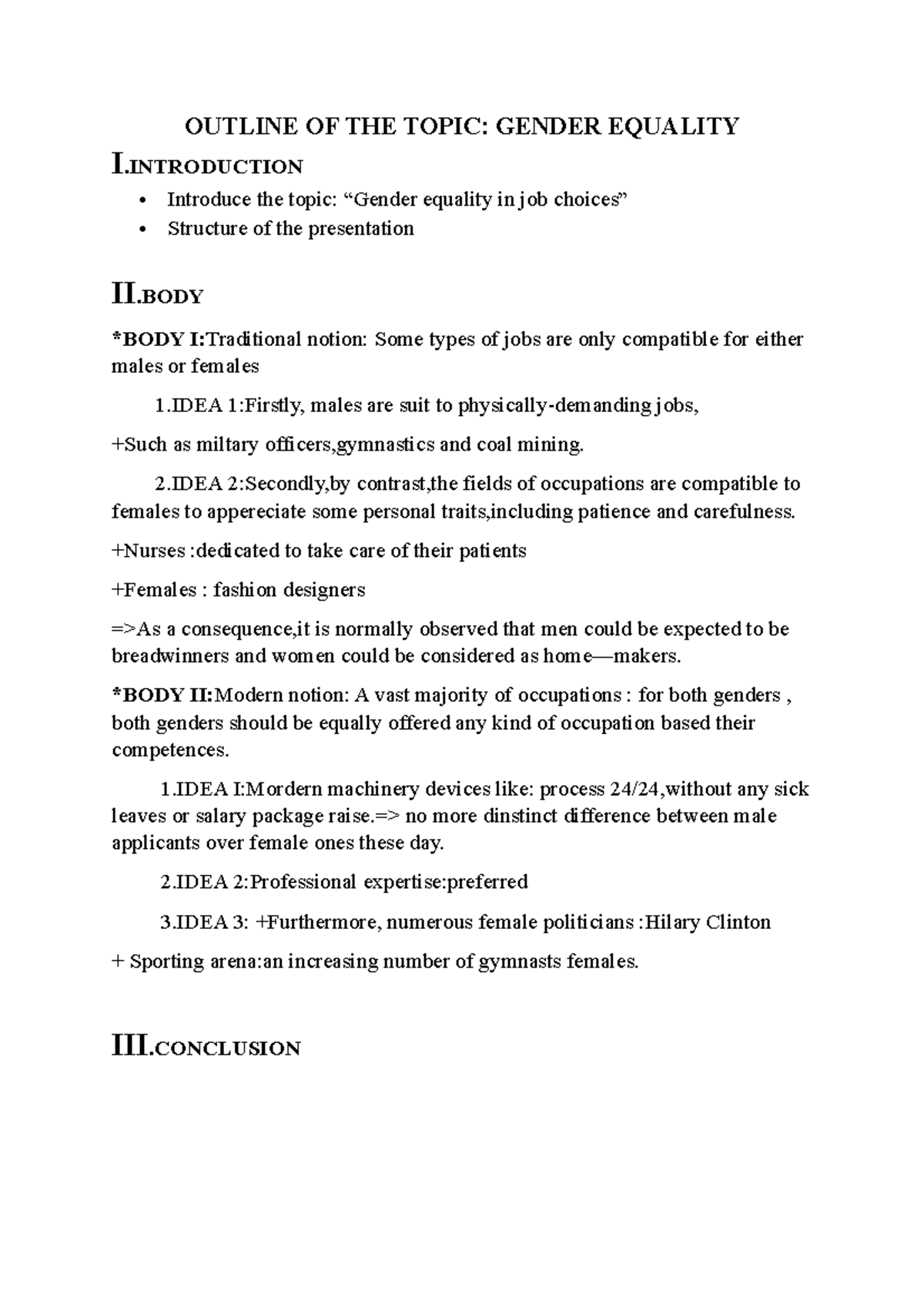 11-Phạm Vinh Hiển-Topic 1-Outline - OUTLINE OF THE TOPIC: GENDER ...