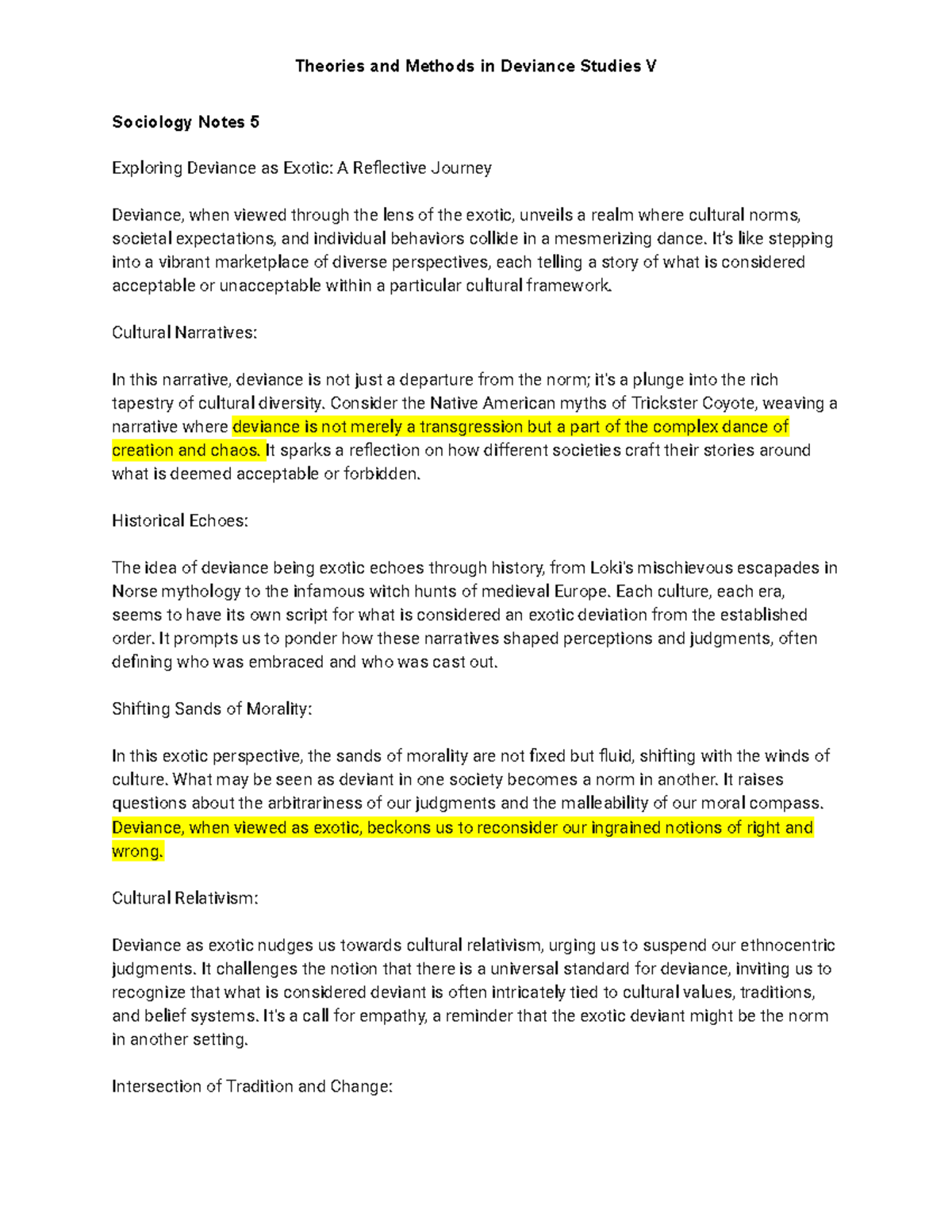 Sociology Notes 5 - Summary Understanding Deviance - Theories and ...