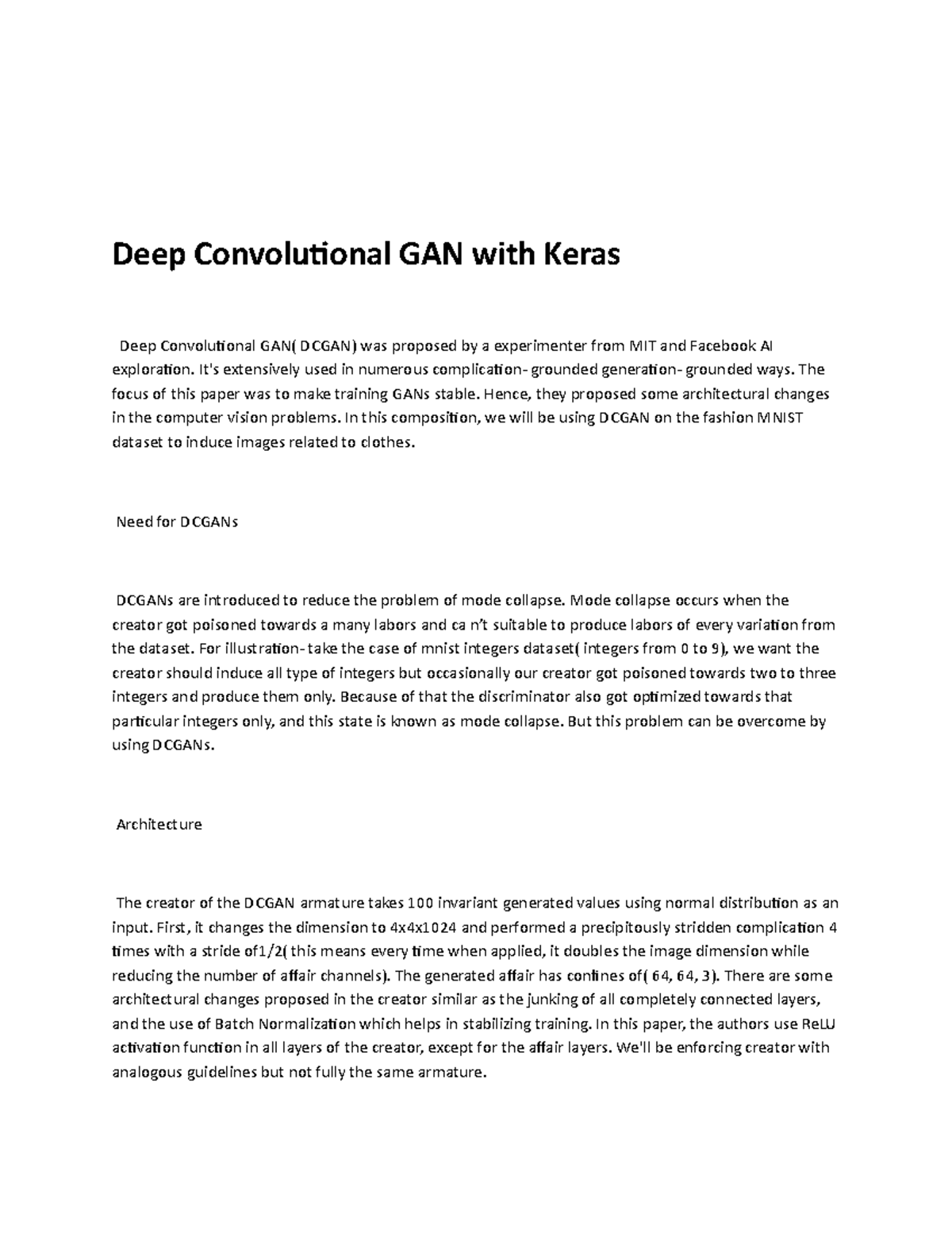 Deep Convolutional Gan With Keras Its Extensively Used In Numerous