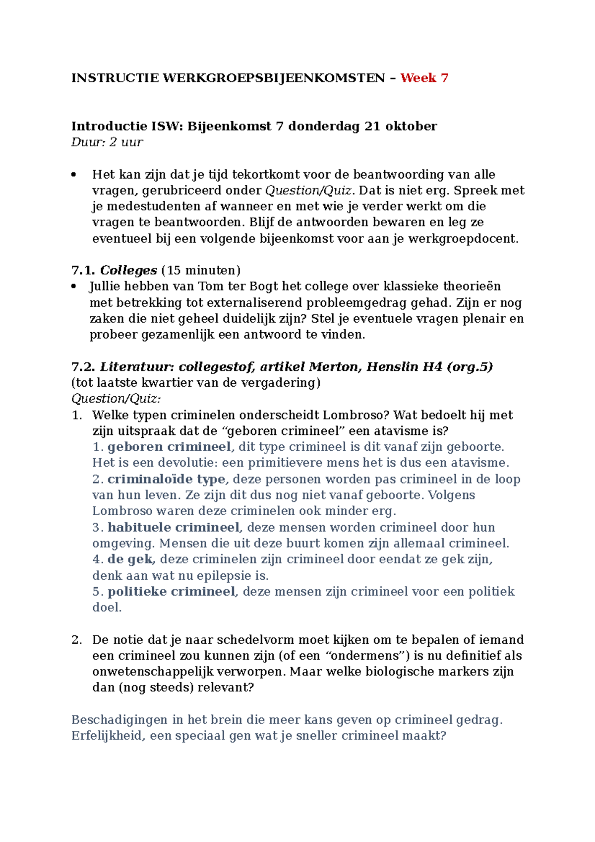 Isw wg7 - werkgroep 7 antwoorden op de vragen - INSTRUCTIE ...