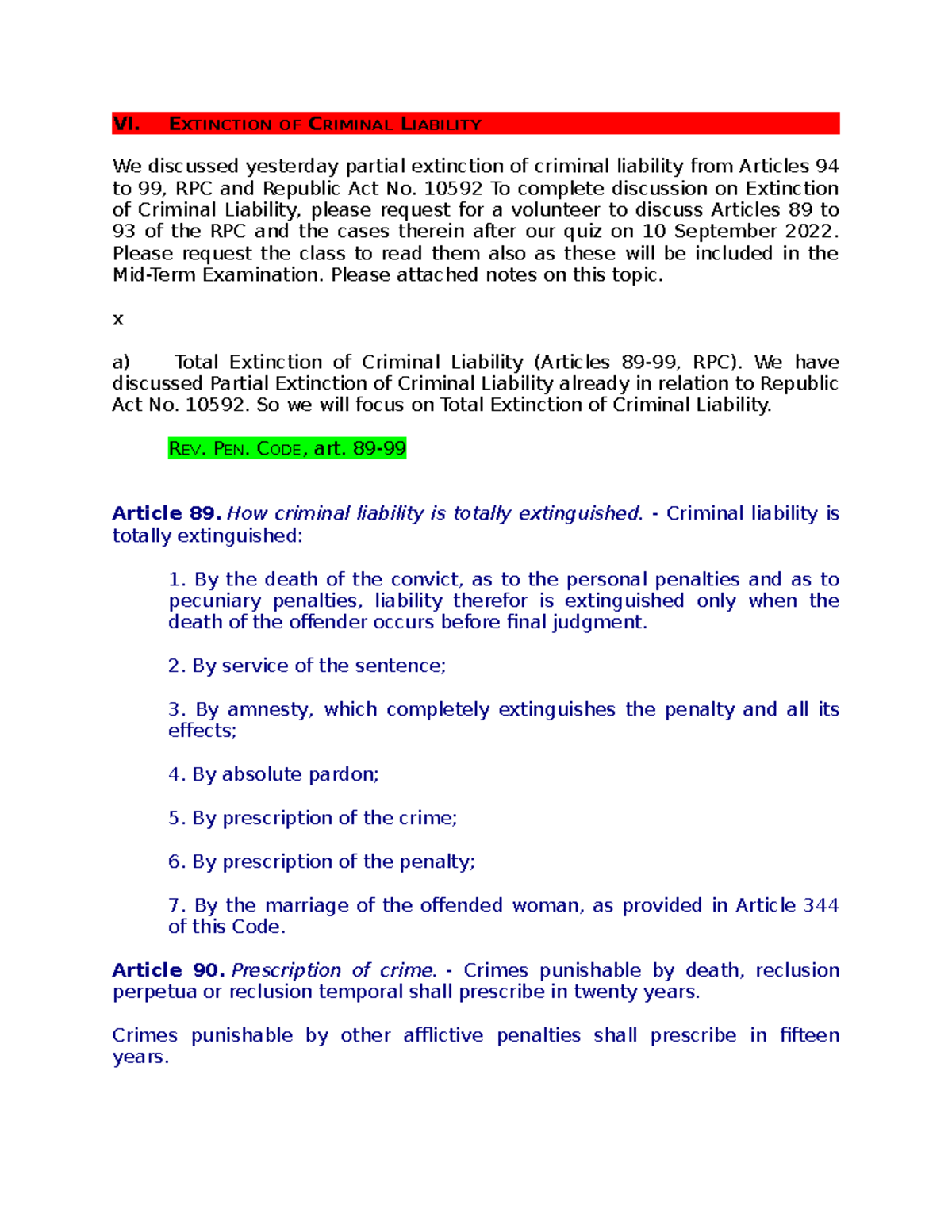 0-6 - Extinction OF Criminal Liability - VI. EXTINCTION OF CRIMINAL ...