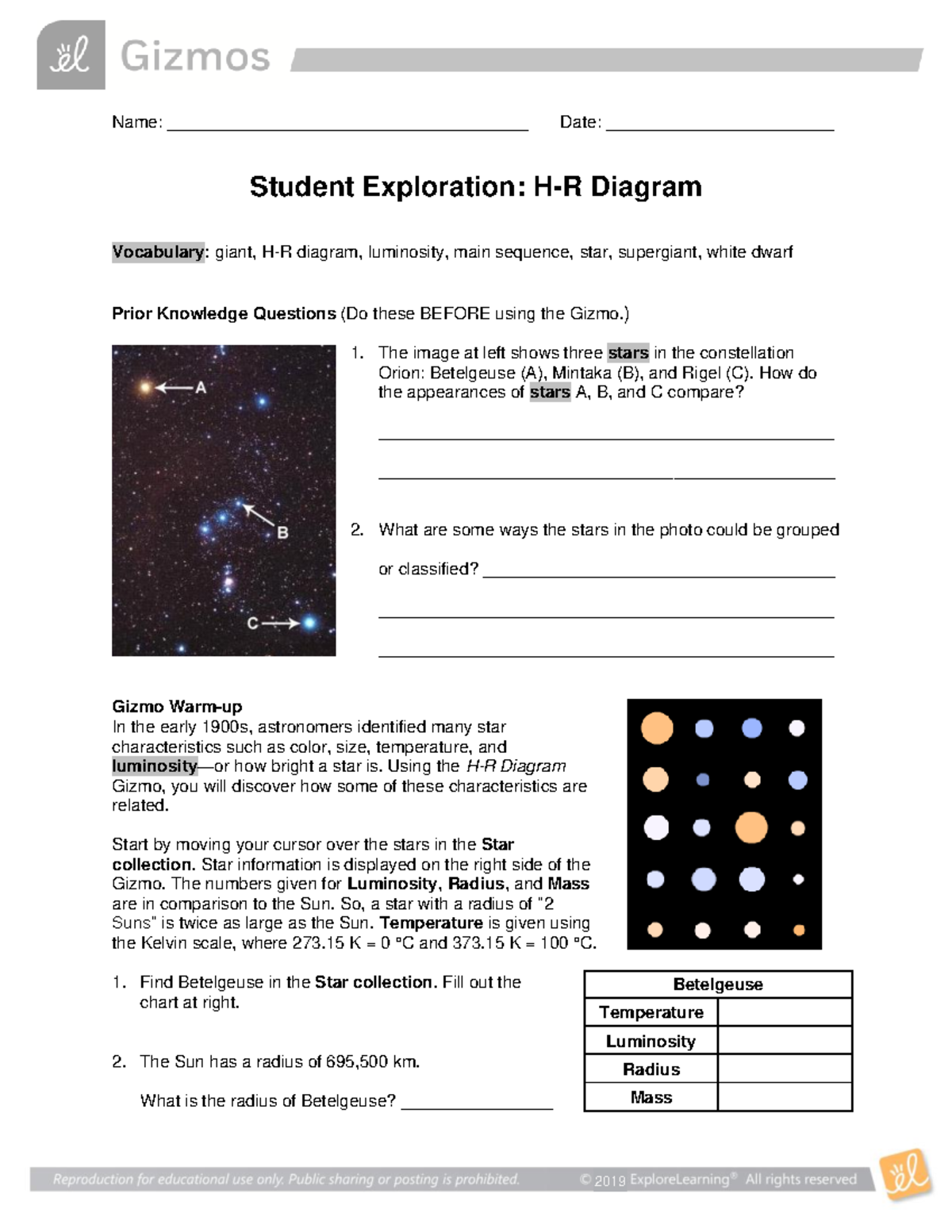 H-RDiagram SE - science hr diagram - Name ...