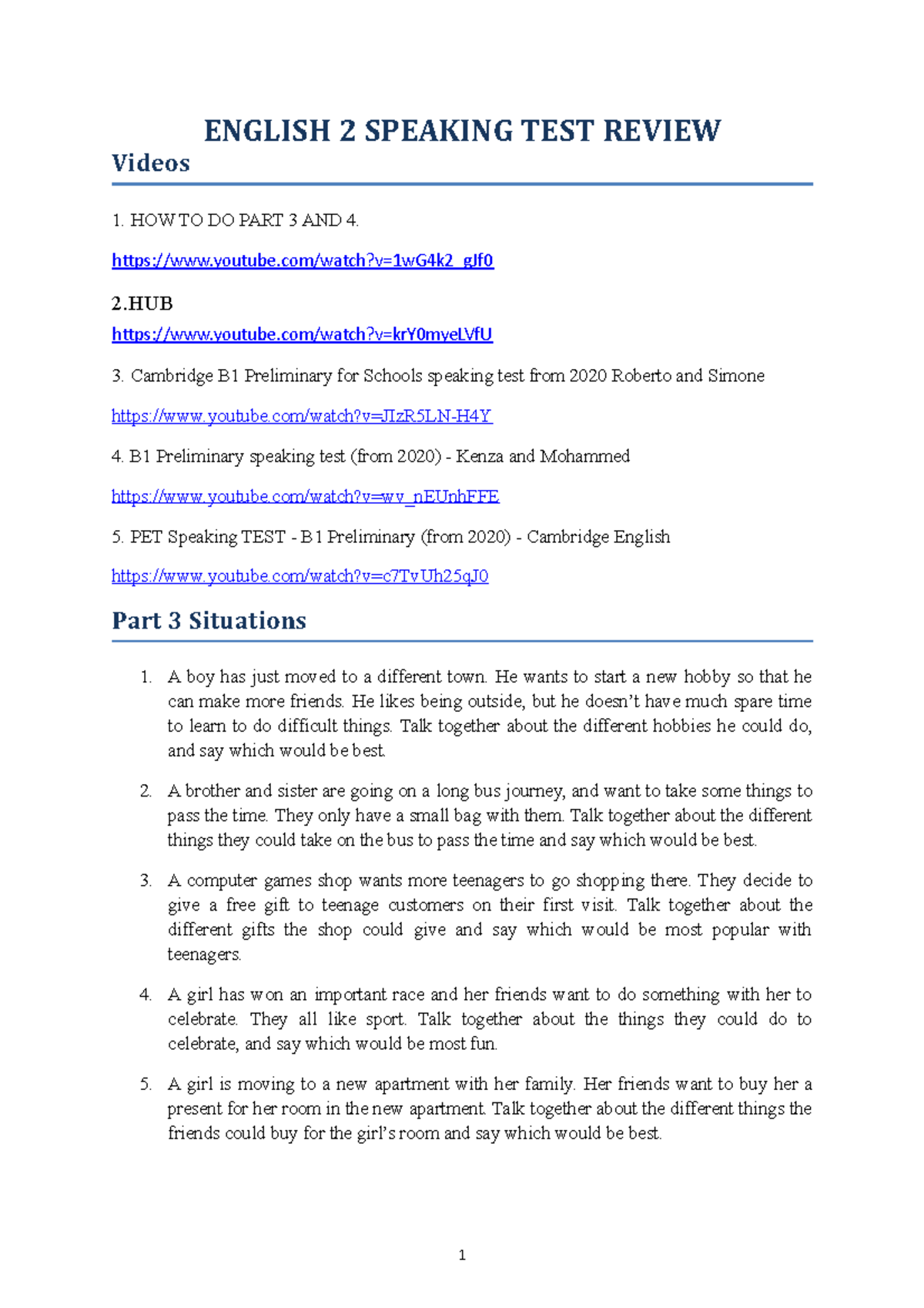 NN2 Speaking Test Review - ENGLISH 2 SPEAKING TEST REVIEW Videos 1. HOW ...