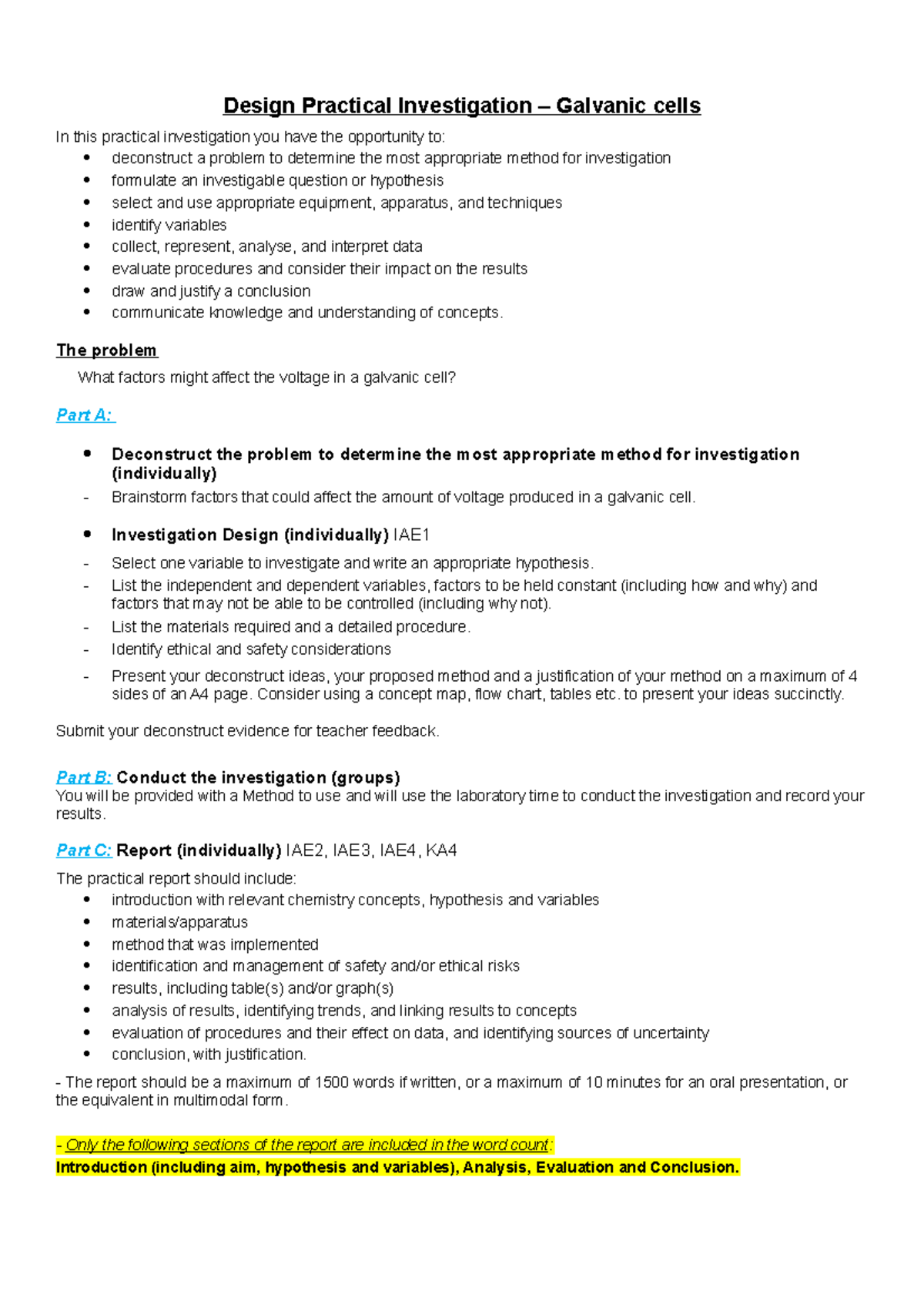 Design-practical-year-11-chemistry - Design Practical Investigation ...