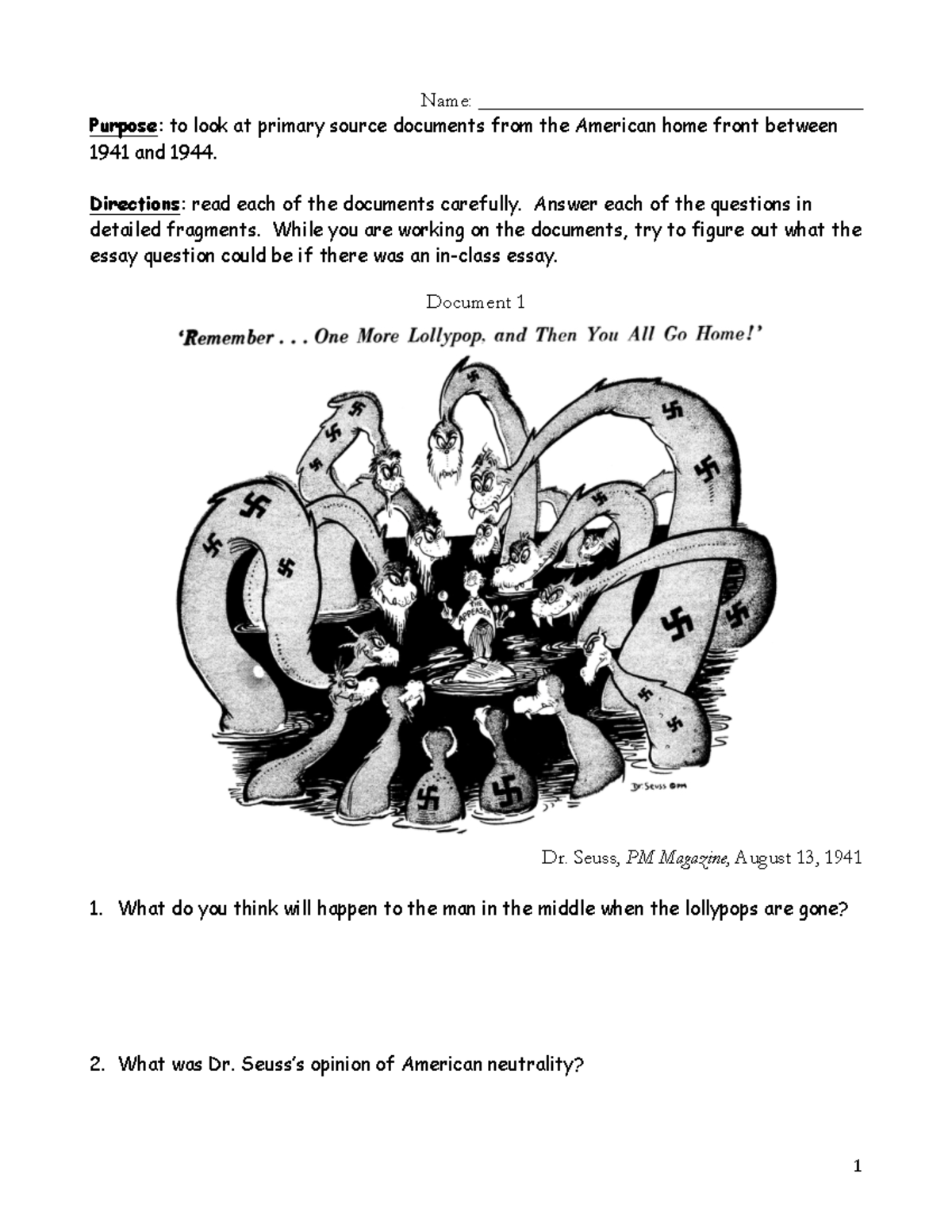 WWII DBQ newish - Name: ______________________________________ Purpose ...