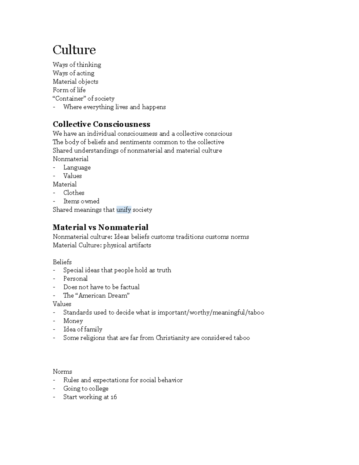 Culture- Sociology - Culture Ways of thinking Ways of acting Material ...