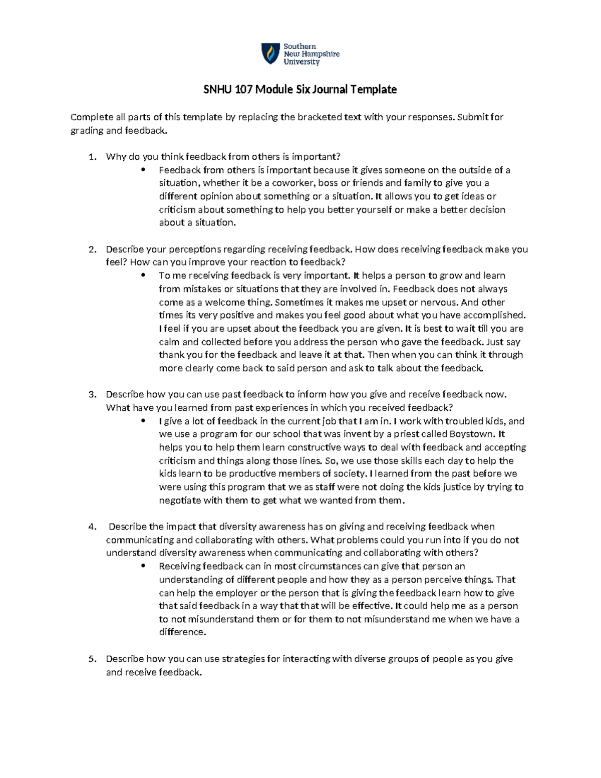 SNHU 107 Module Six Journal assignment - SNHU 107 Module Six Journal ...
