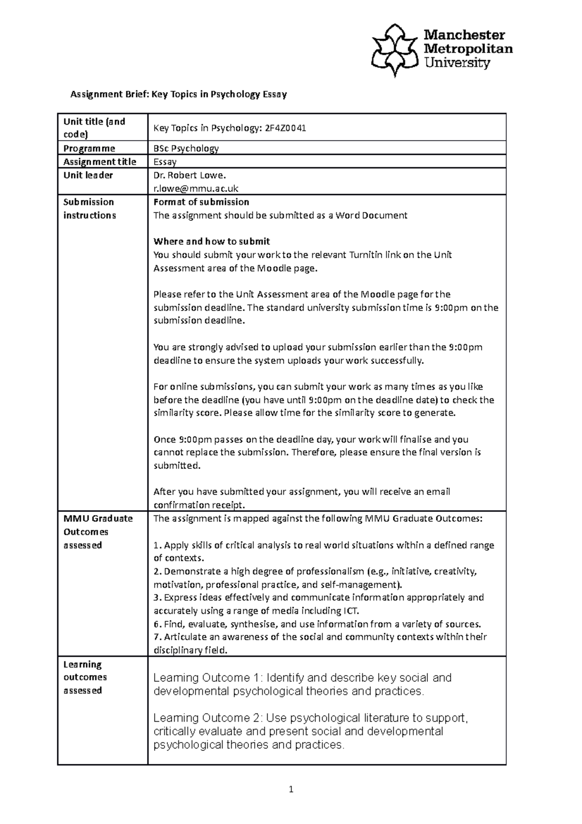 Key Topics Assignment Brief 2023-24 Moderator Agreed APA 1NOV 2 - Assignment Brief: Key Topics ...