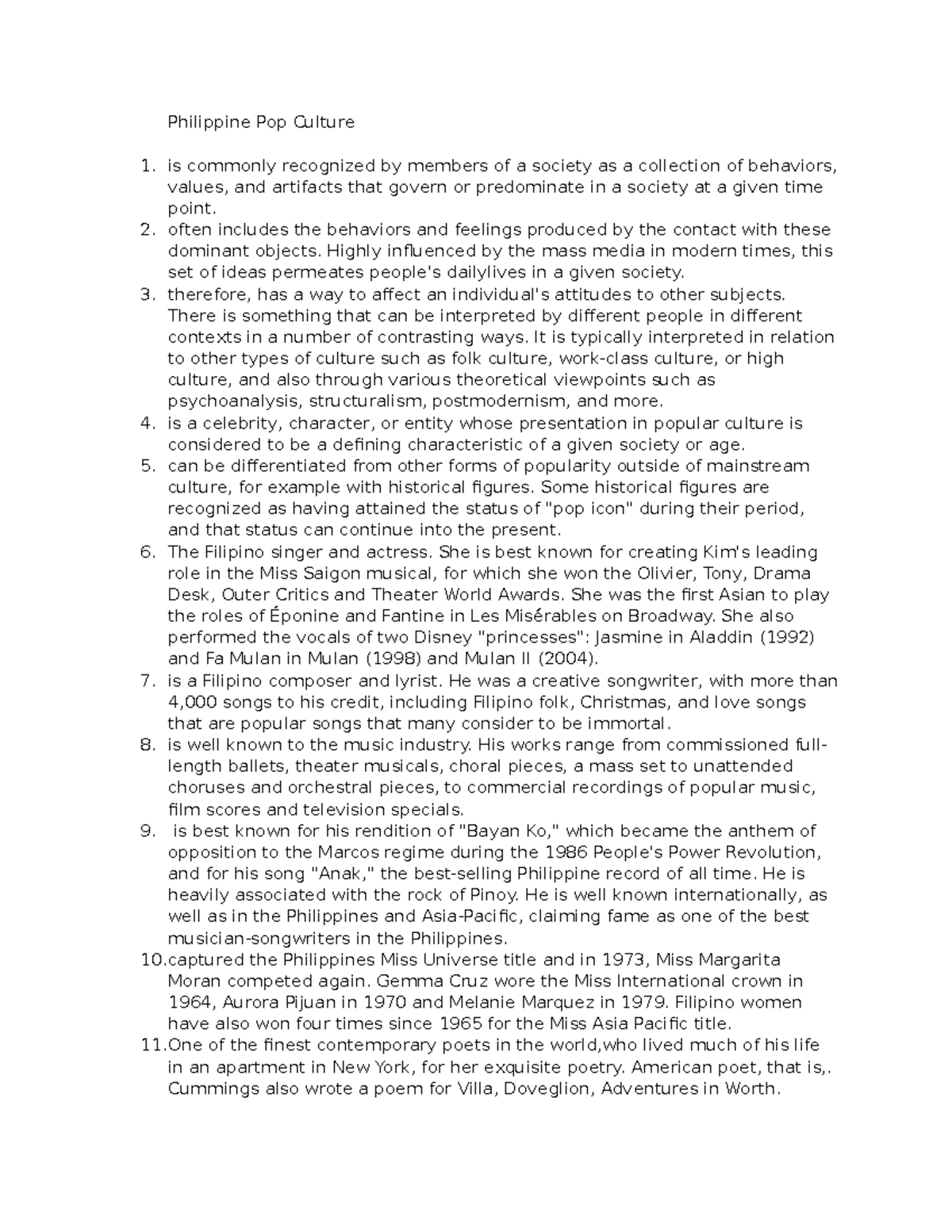 Philippine-Pop-Culture - Philippine Pop Culture is commonly recognized ...