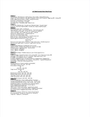 Managerial Accounting Formula Sheet (Chapters 1-6) - BOUN - Studocu