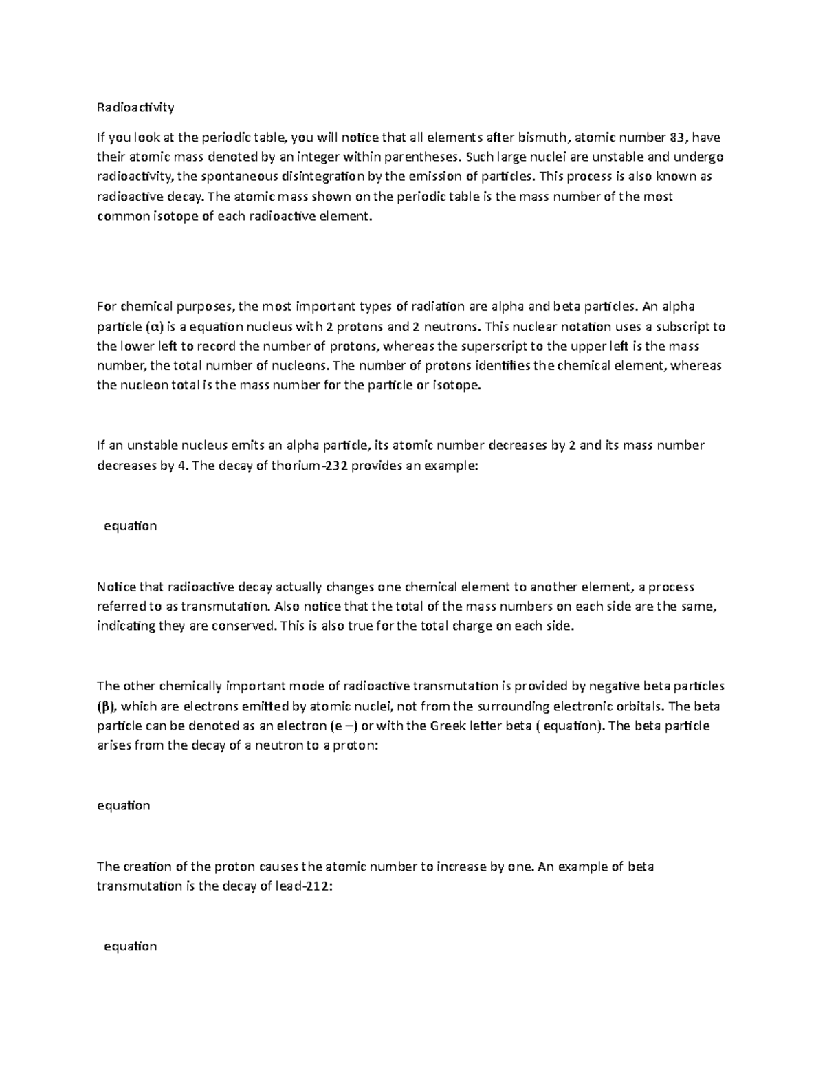 Radioactivity - Lecture notes 4 - Radioactivity If you look at the ...