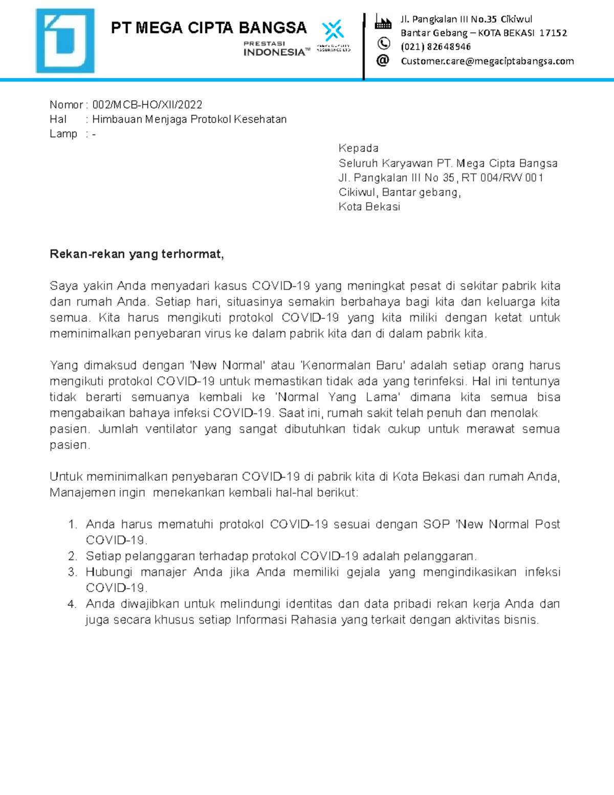 Himbauan menjaga Protokol Kesehatan - Jl. Pangkalan III No Cikiwul ...