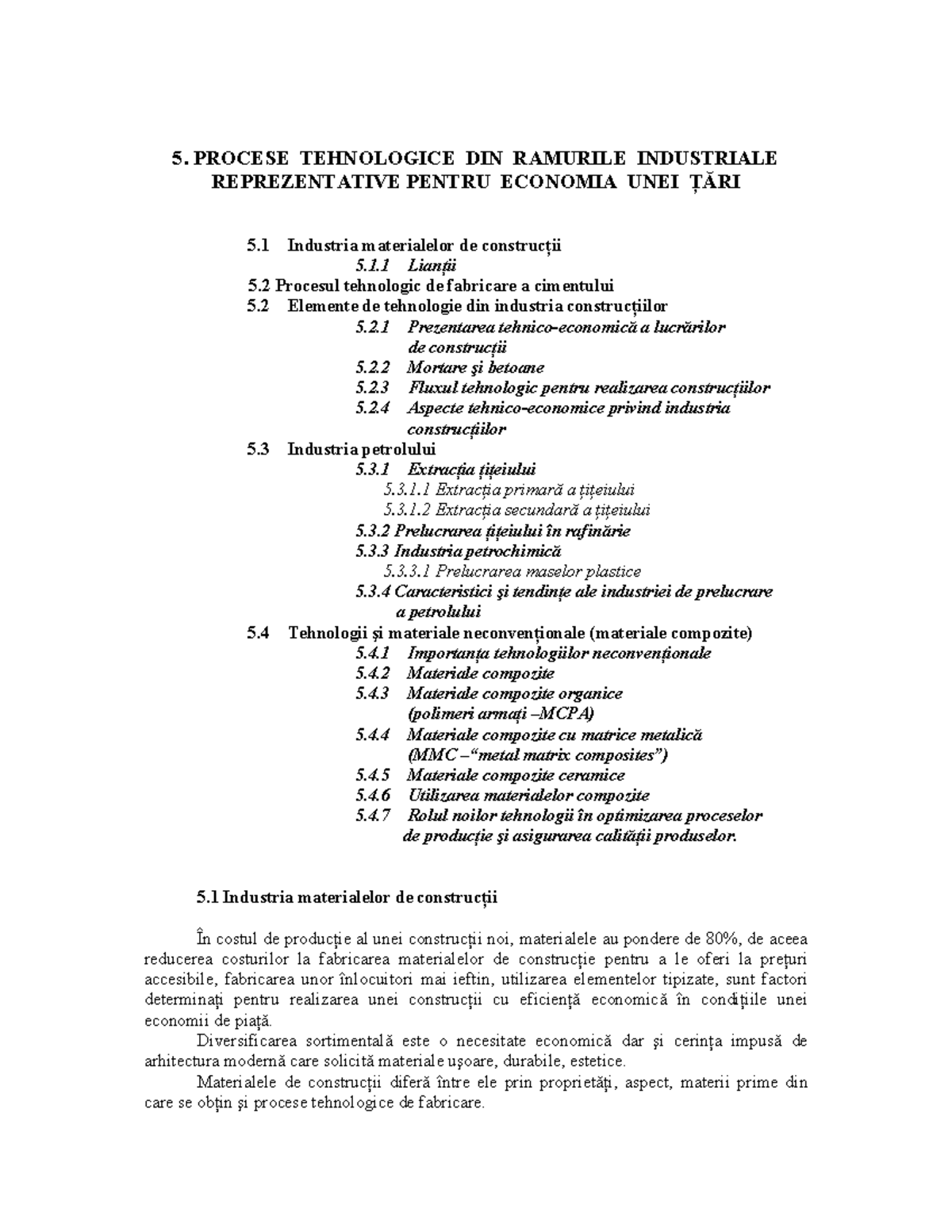 Proc tehno - 5. PROCESE TEHNOLOGICE DIN RAMURILE INDUSTRIALE ...