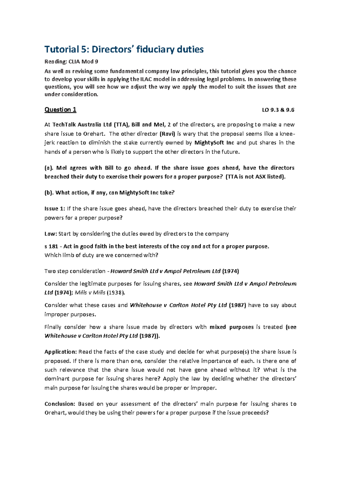 Tutorial 5 students'answer guide Semester 1 2020 - Warning: TT: undefined function: 32 Warning ...