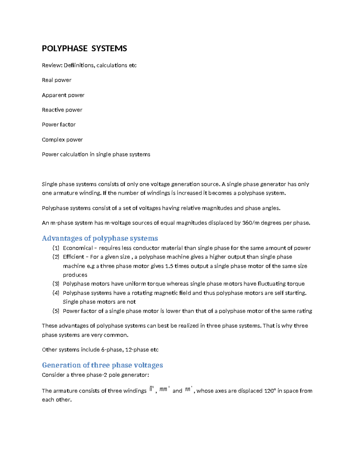 Polyphase Systems - Circuit theory analysis - POLYPHASE SYSTEMS Review: Defiinitions ...