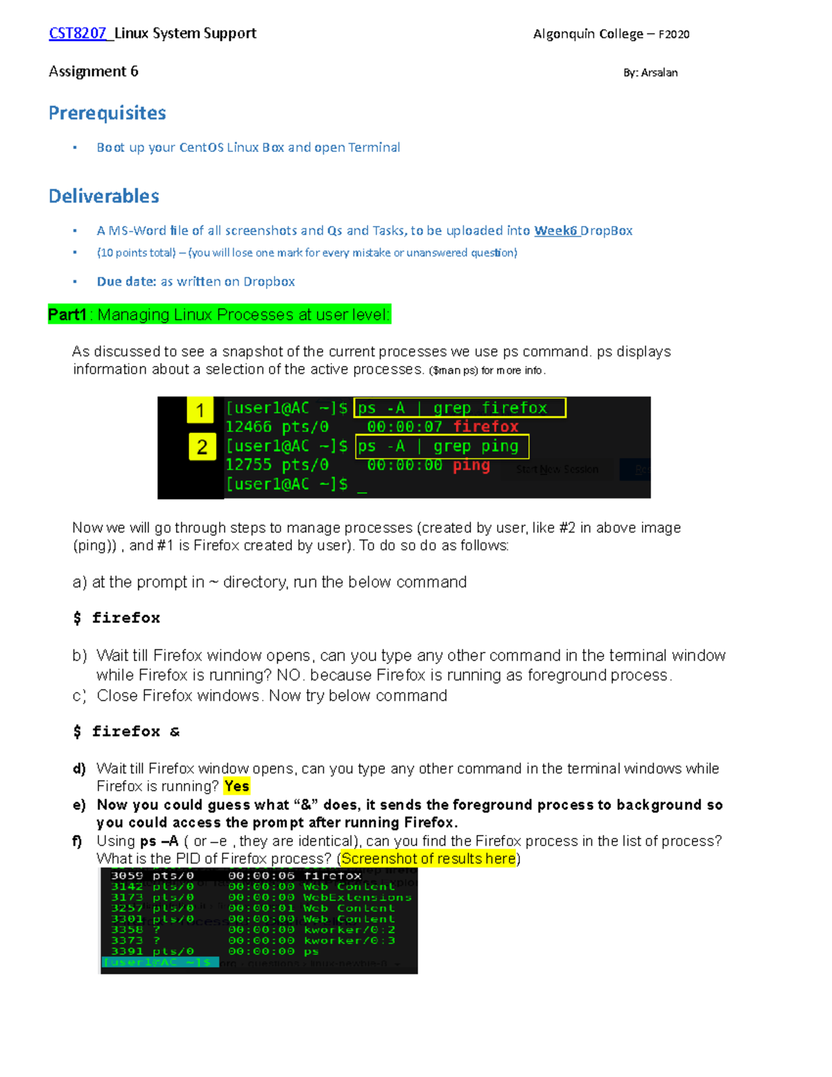 Week 6 Assignment F20 Assignment 6 By Arsalan Prerequisites Boot Up Your Centos Linux Box 