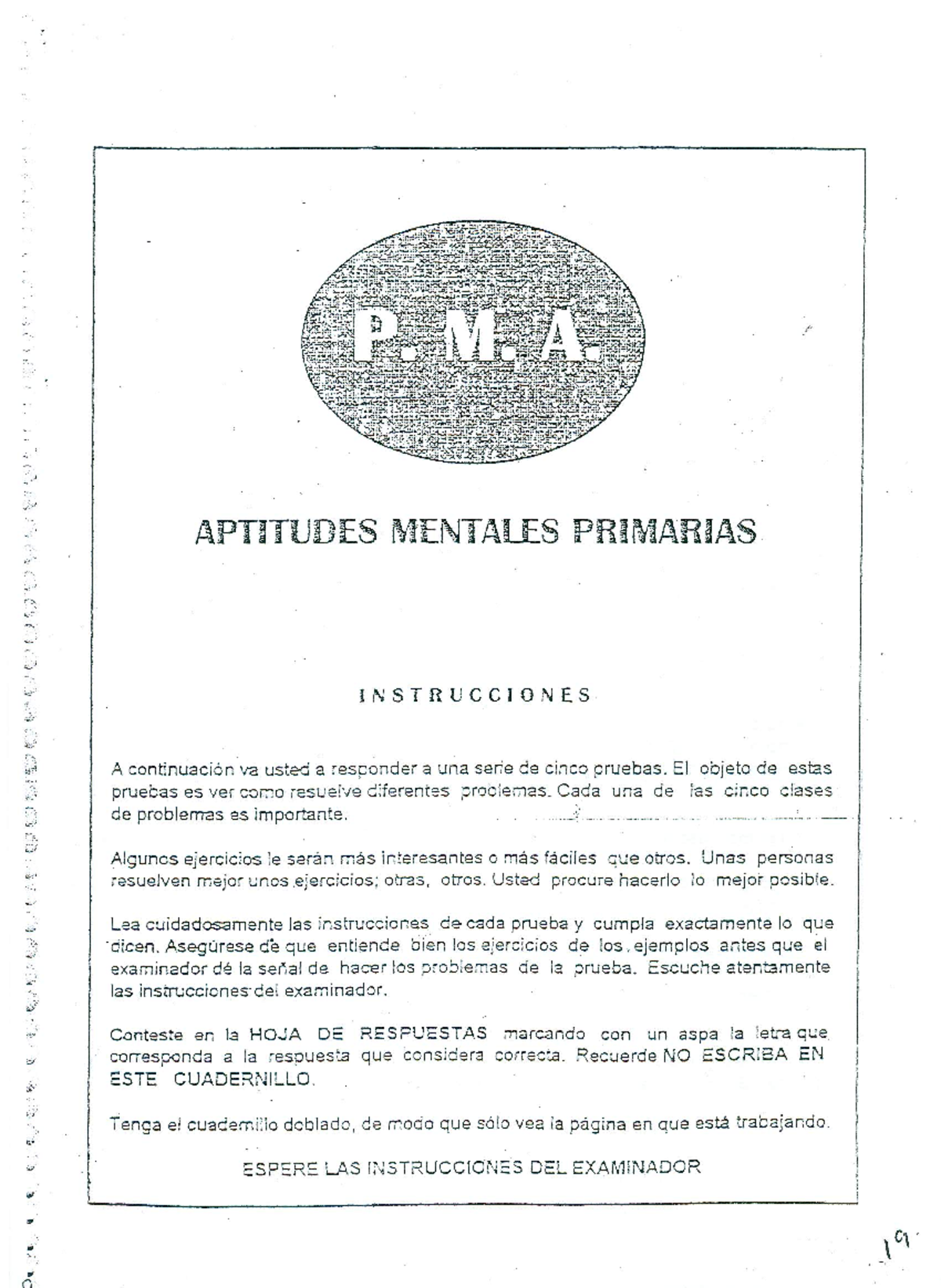 Cuadernillo Preguntas PMA - PRUEBAS PSICOMÉTRICAS DE EFICIENCIA - Studocu