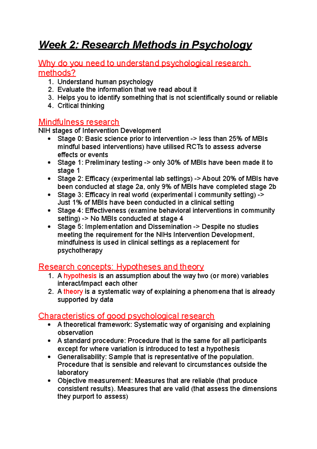 PSY 111 - Week 2 Lecture - Week 1 and 2 learning contents - Week 2 ...