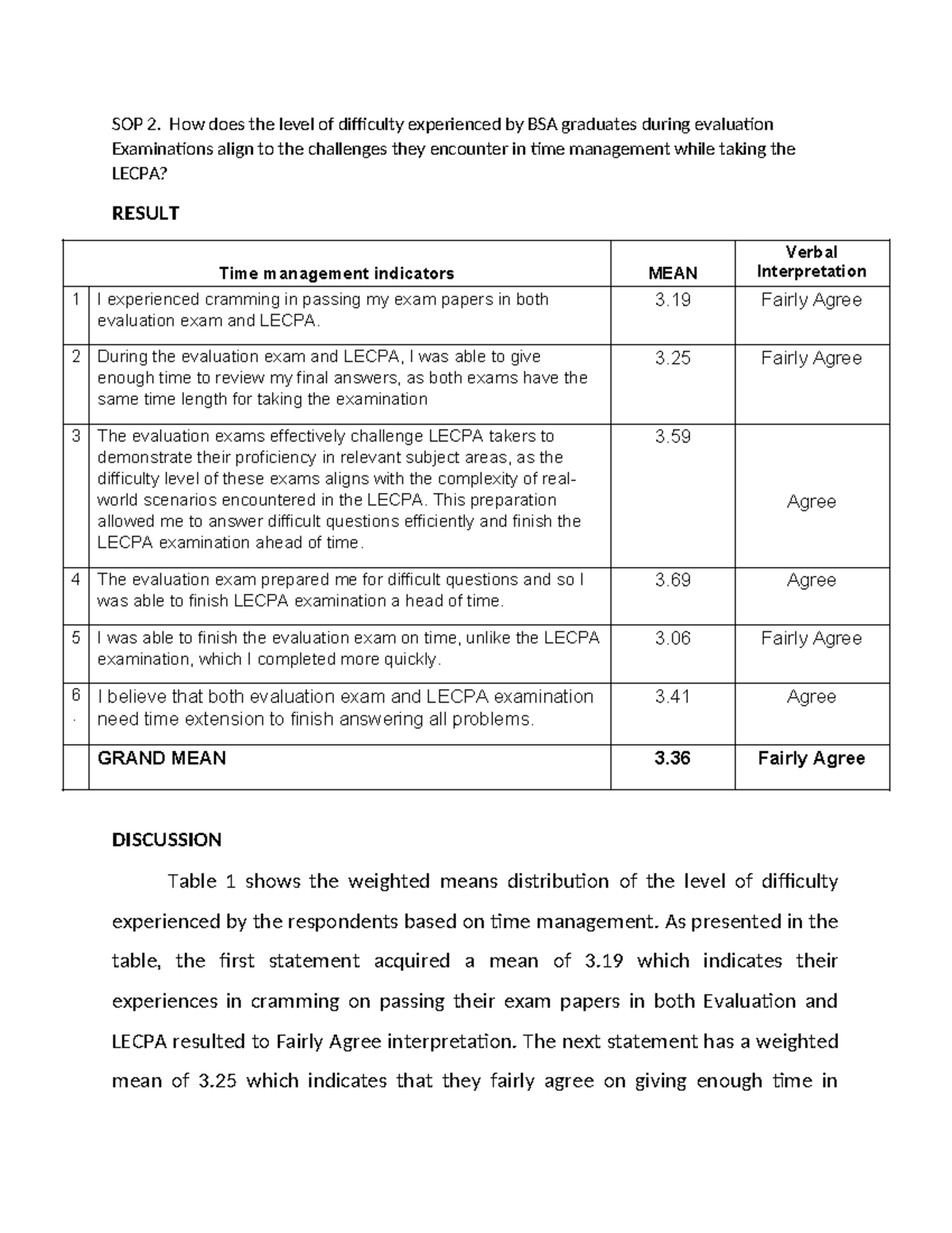 SOP 2- mike assignment - SOP 2. How does the level of difficulty ...