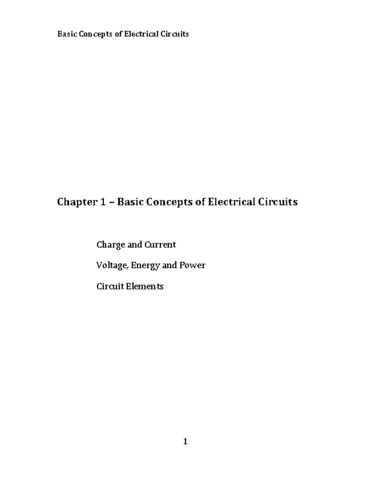 Charge and Current - Chapter 1 – Basic Concepts of Electrical Circuits ...