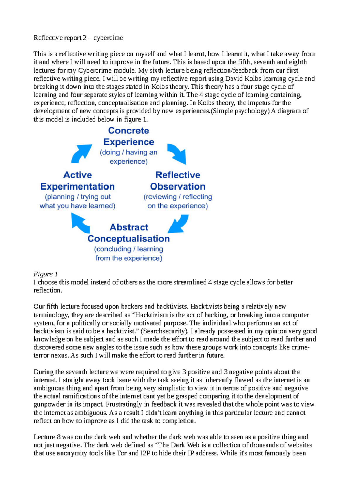 Cybercrime assignment 2 , 500 word reflective report - Reflective ...