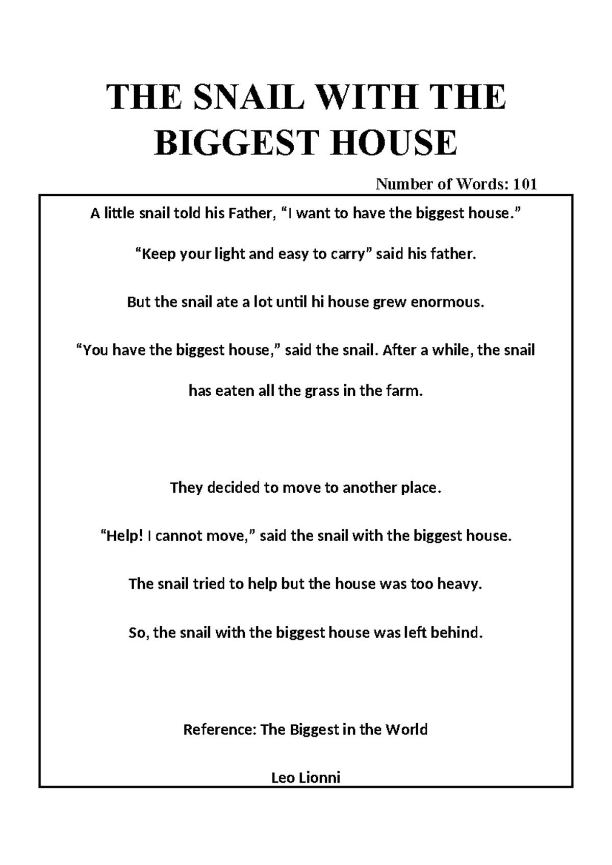 THE Snail WITH THE Biggest House - THE SNAIL WITH THE BIGGEST HOUSE ...
