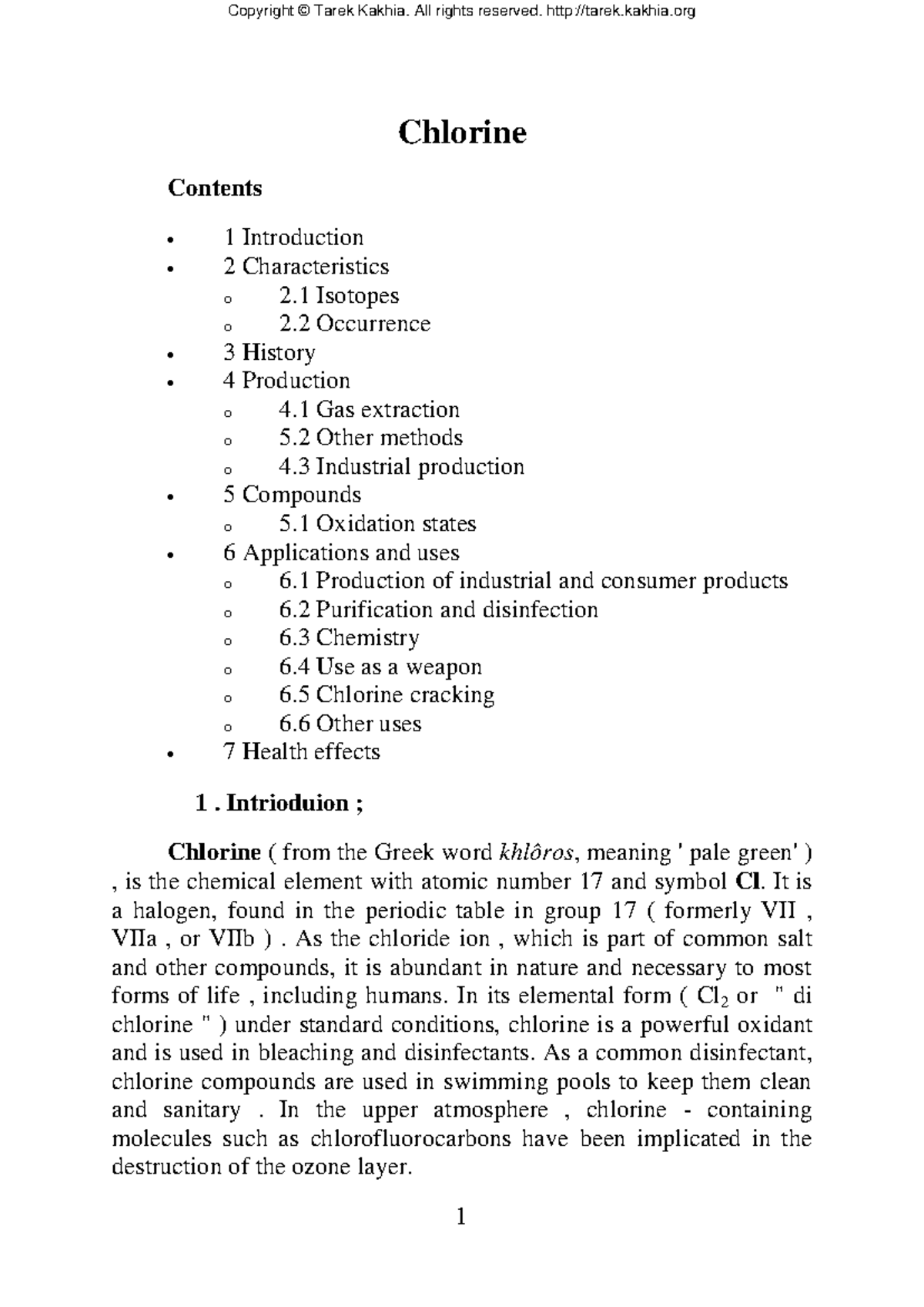 Chlorine 17 - Detailed notes - Chlorine Contents 1 Introduction 2 ...