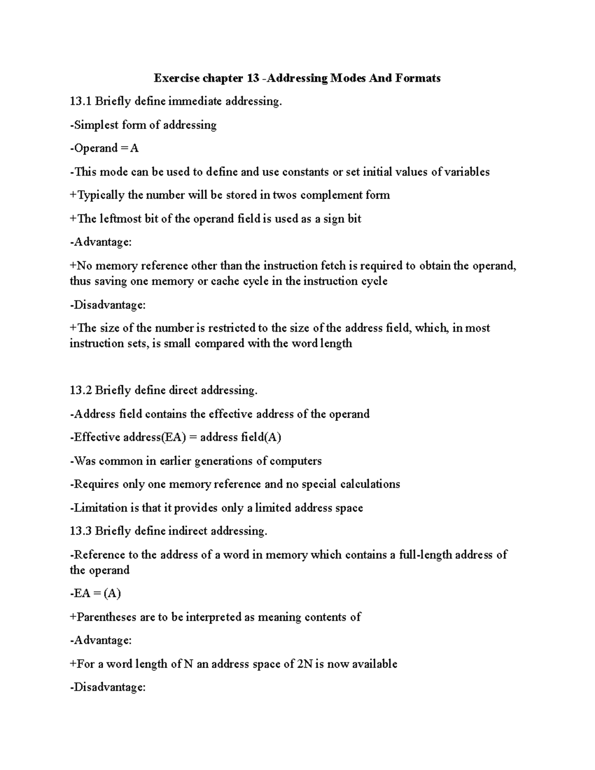 Exercise chapter 13 - bai tap luyen choi - Exercise chapter 13 -Addressing Modes And Formats 13 ...