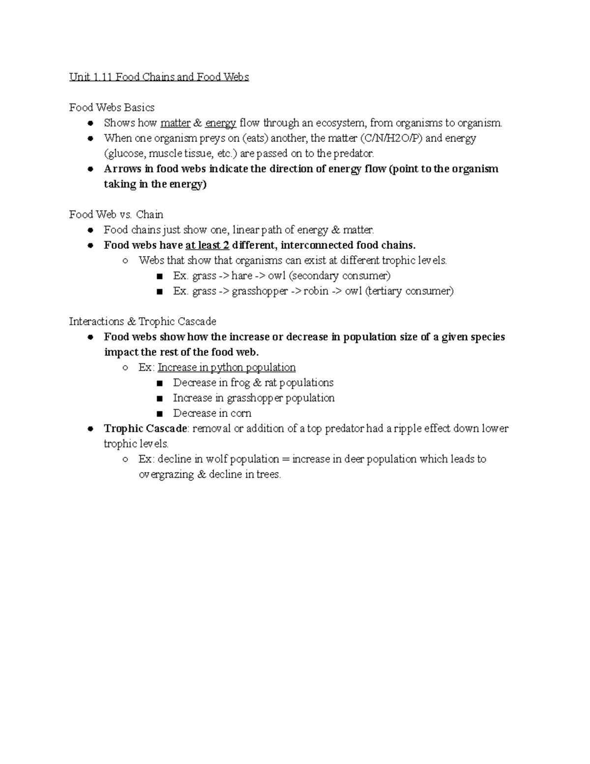 Copy of Unit 1.11 Food Chains and Food Webs - Unit 1 Food Chains and ...