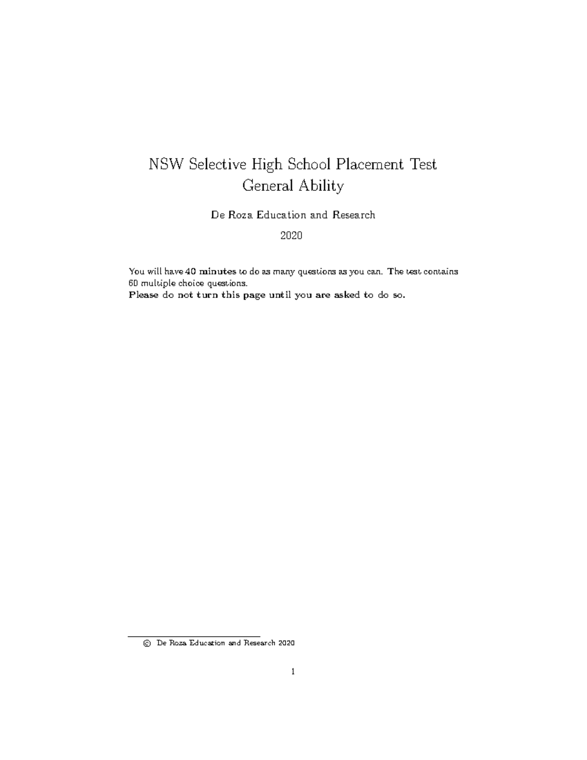 Gerneral ability sample 2 - NSW Selective High School Placement Test ...