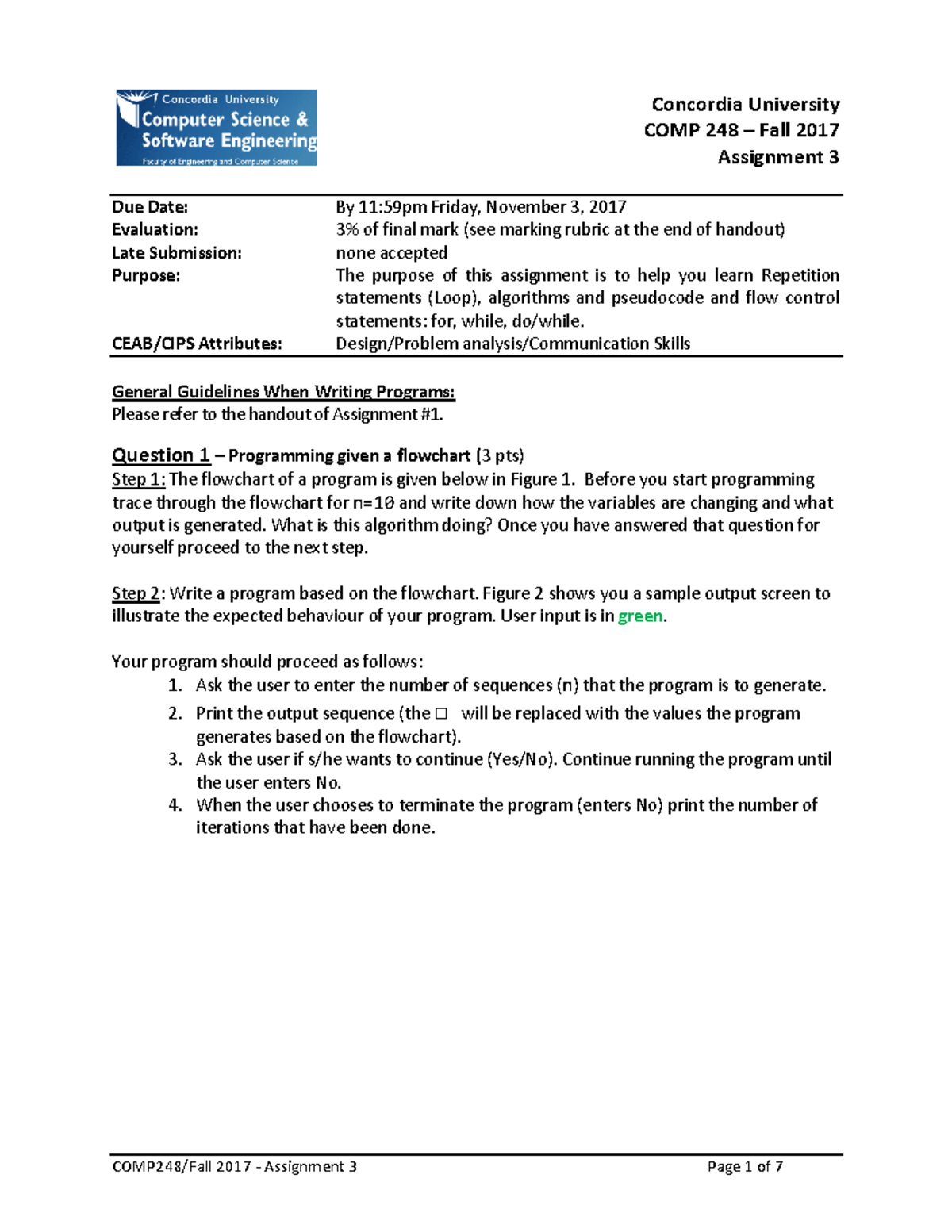 C248 A3 2017 F-Revised - Concordia University COMP 248 – Fall 2017 ...