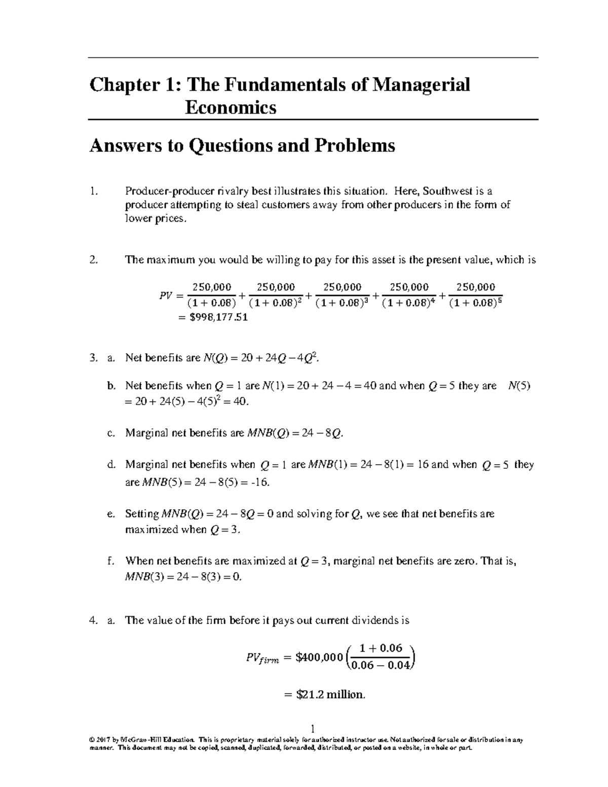Key Answer All Chapters - 1 © 2017 by McGraw-Hill Education. This is ...
