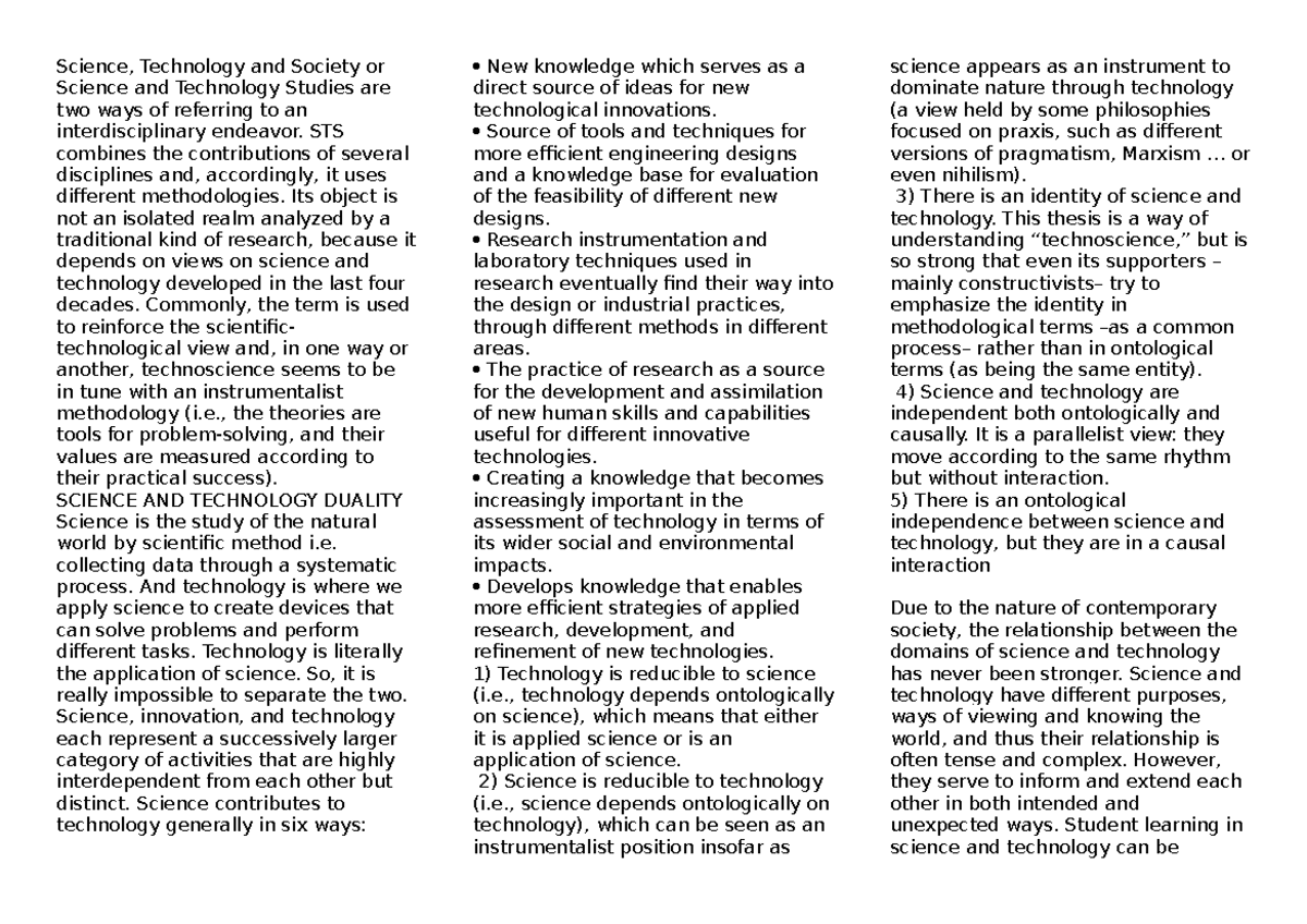 Science, Technologyand Society - Science, Technology and Society or ...