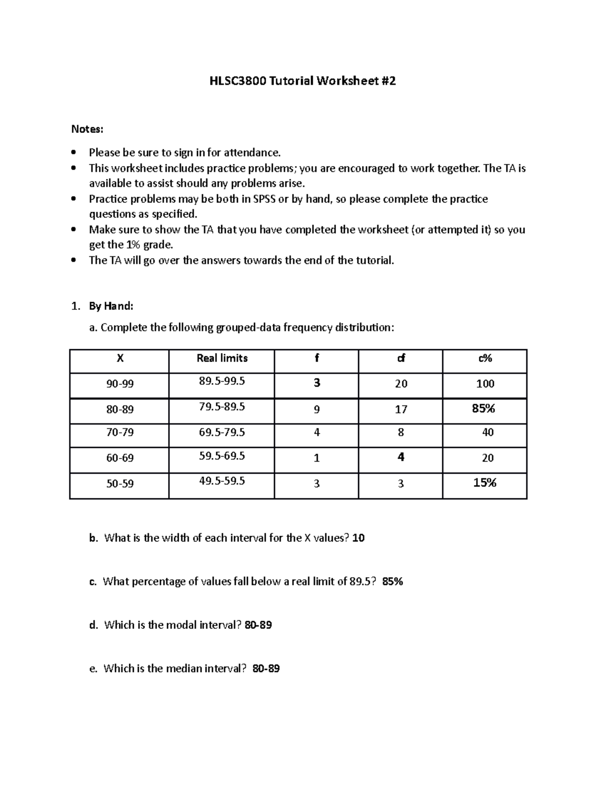 Tutorial 2 Tutorial work with solutions - HLSC3800 Tutorial Worksheet ...