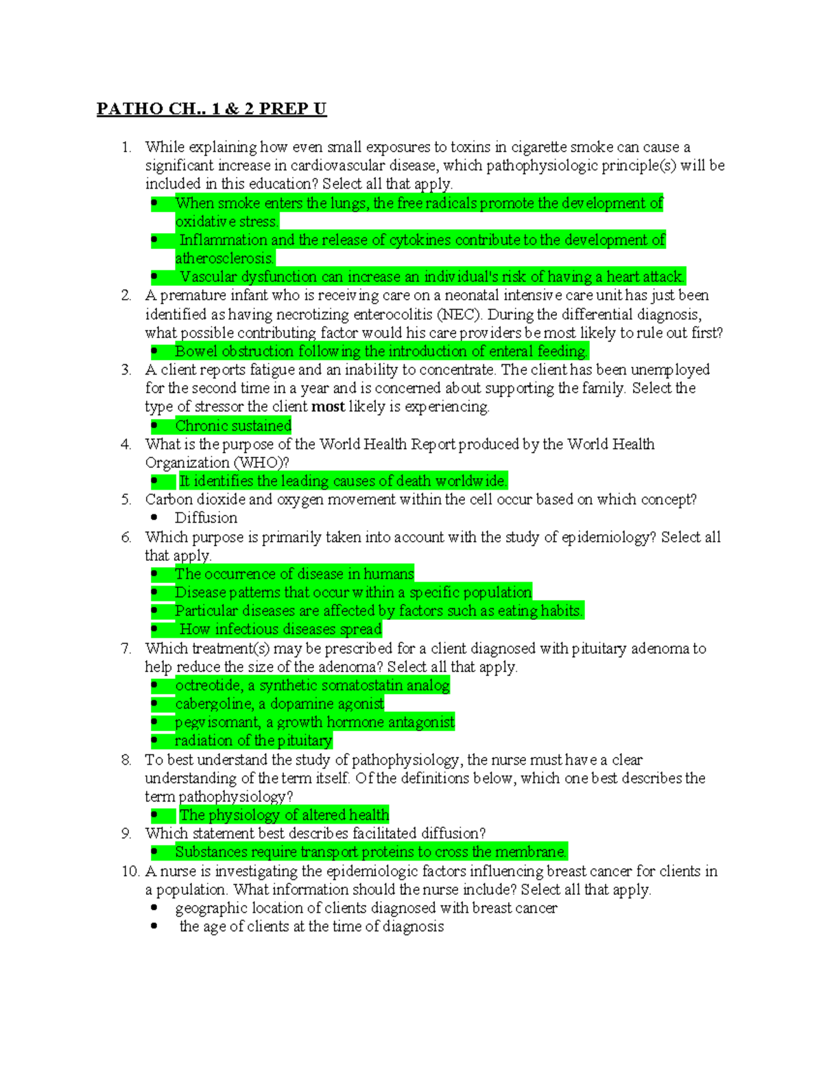 Patho Test 1 Ch 1-5 prep U questions - PATHO CH.. 1 & 2 PREP U While ...