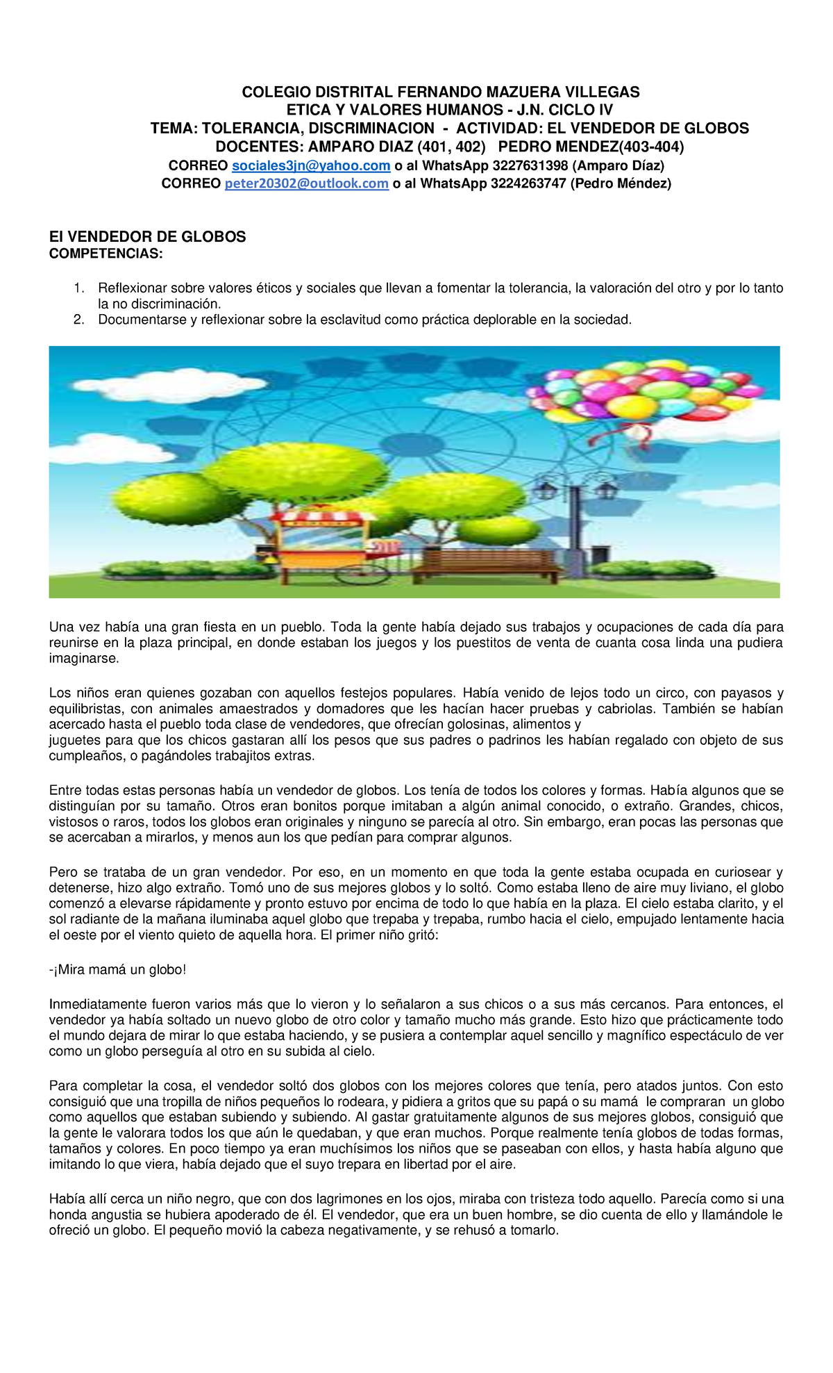 EL Vendedor DE Globos - Lengua - COLEGIO DISTRITAL FERNANDO MAZUERA ...