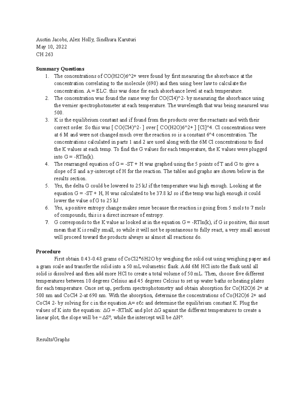 GFE summary - Austin Jacobs, Alex Holly, Sindhura Karuturi May 10, 2022 ...