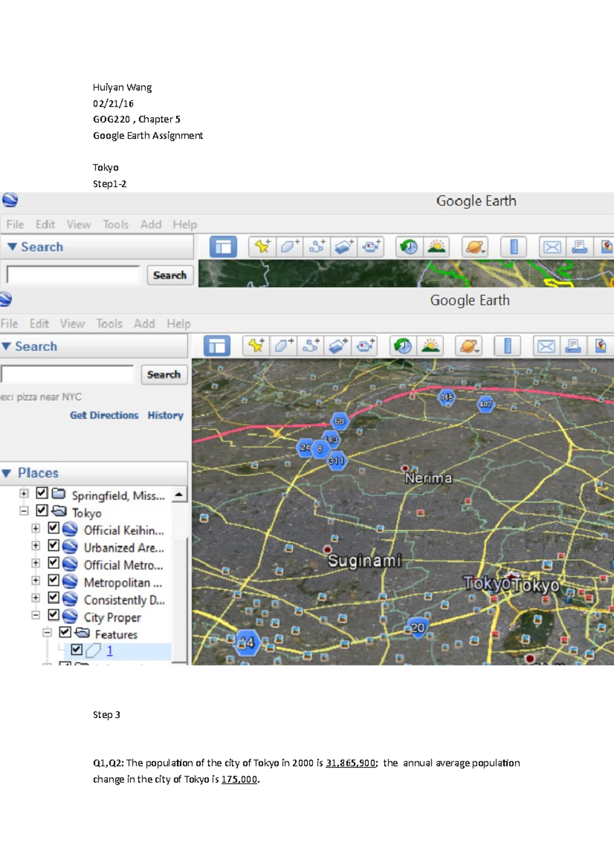 GOG220 Chapter 5 Google earth Assignment - Huiyan Wang 02/21/ GOG220 , Chapter 5 Google Earth ...