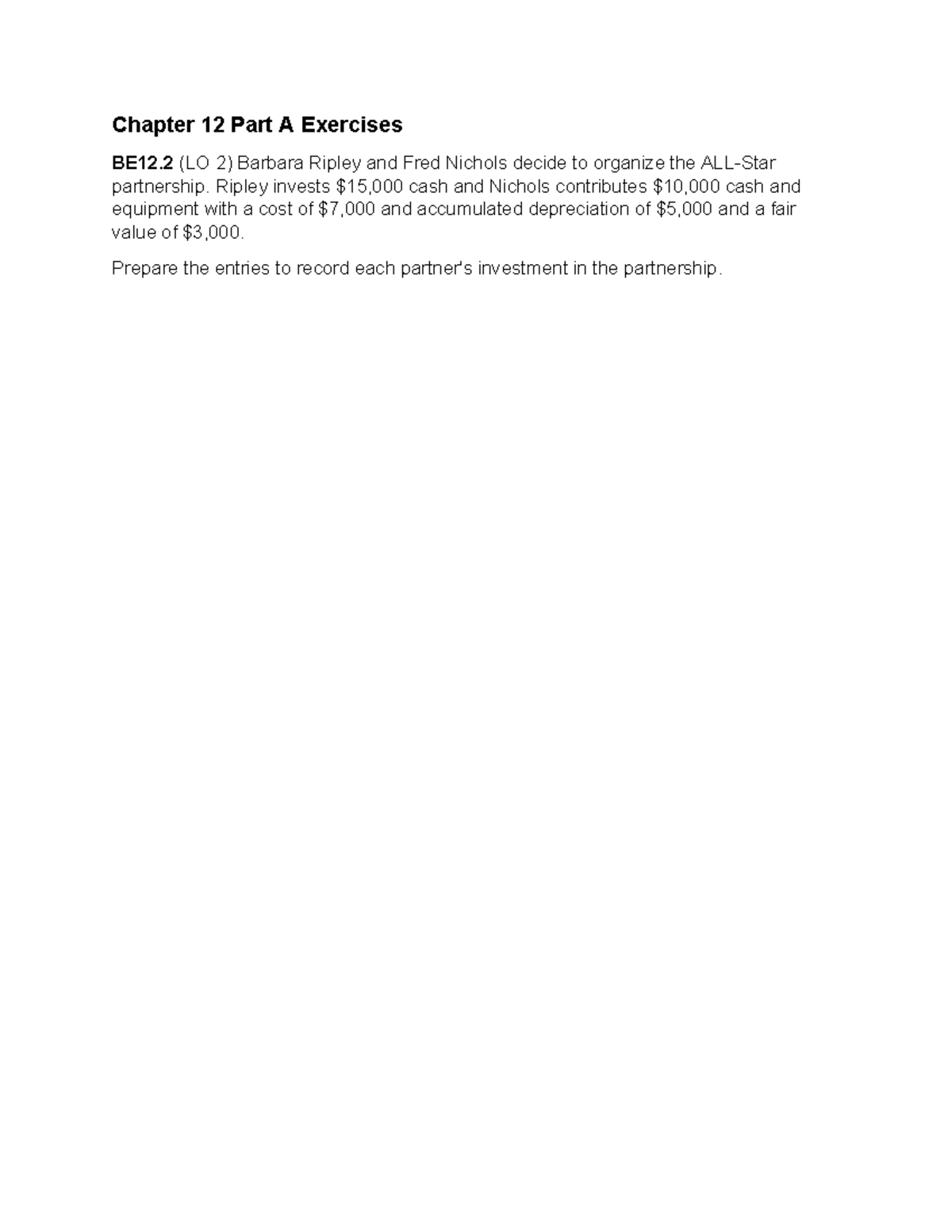 Chapter 12 Part A Exercises And Solns Chapter 12 Part A Exercises Be12 Lo 2 Barbara Ripley