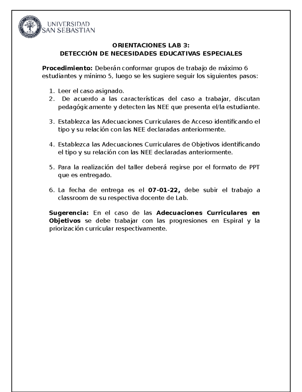 Instructivo y pauta taller (Detección de NEE y AACC)Lab 3 ...