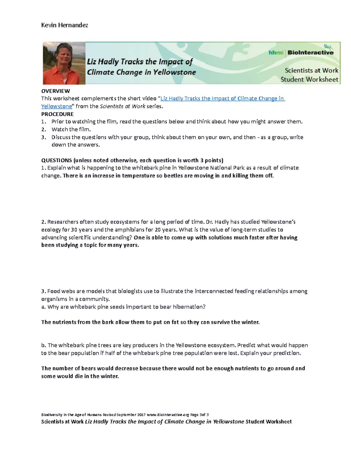 Climate change activity worksheet - OVERVIEW This worksheet complements ...