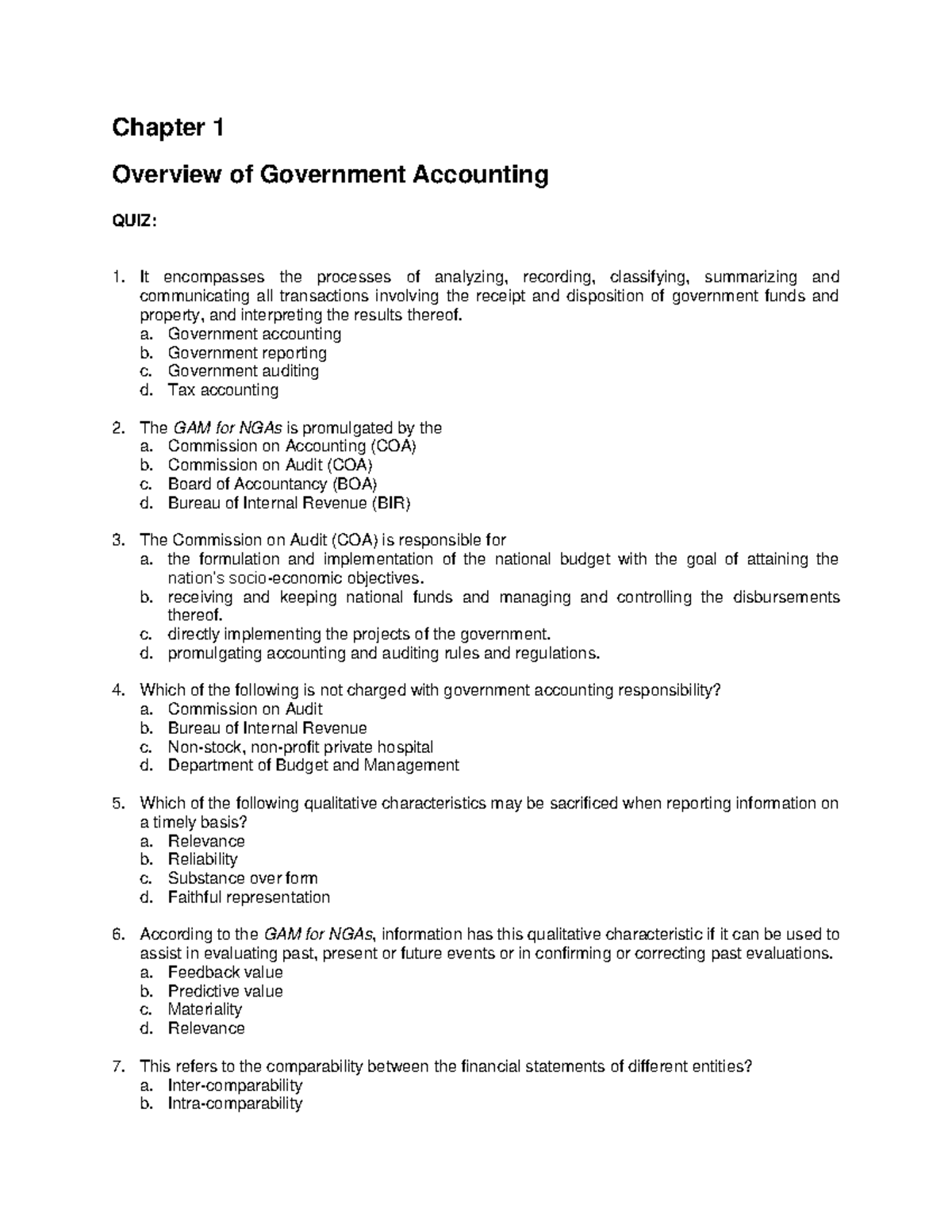 Government Accounting and Budget Process - Chapter 1 Overview of ...