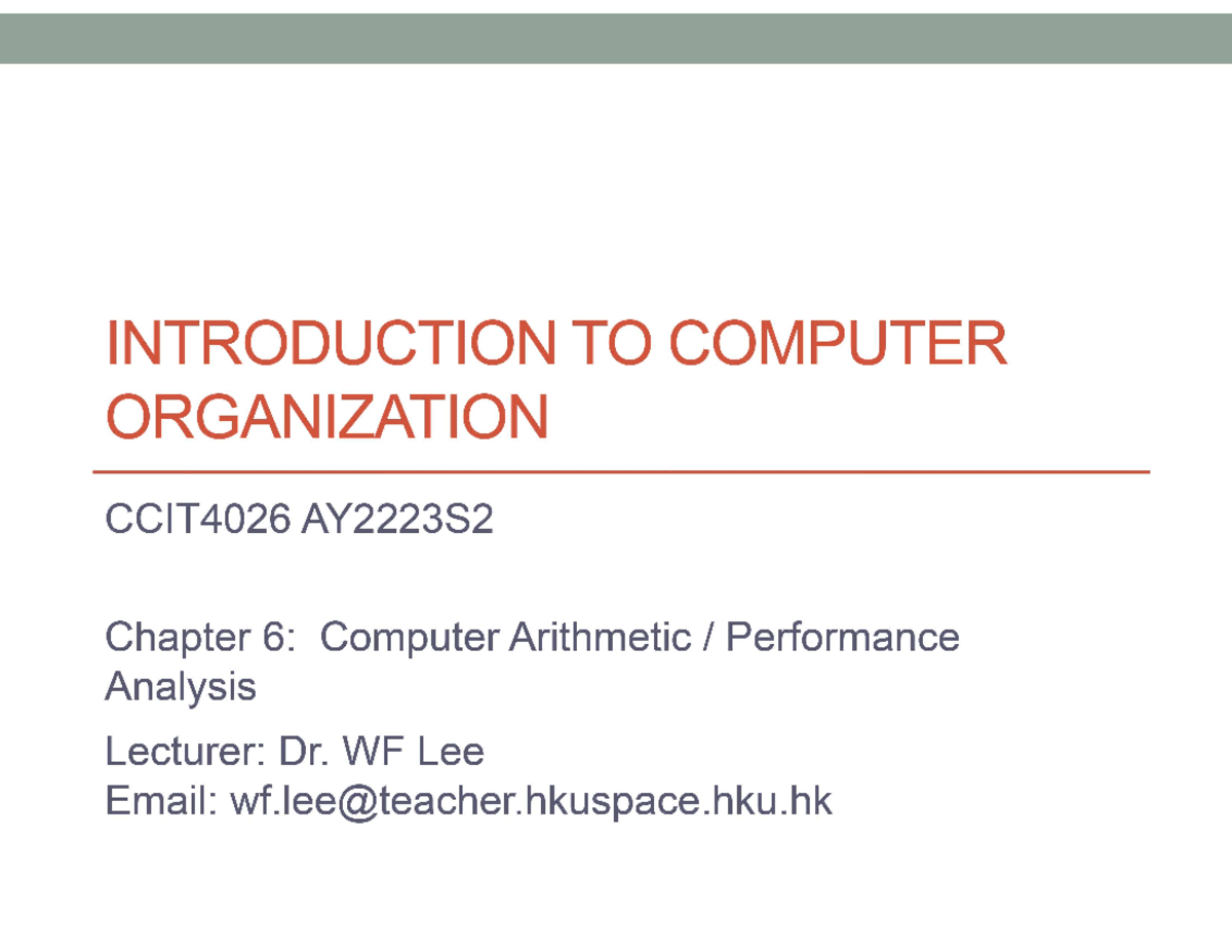 Chp6 wf ay2324 wo animation p - INTRODUCTION TO COMPUTER ORGANIZATION ...