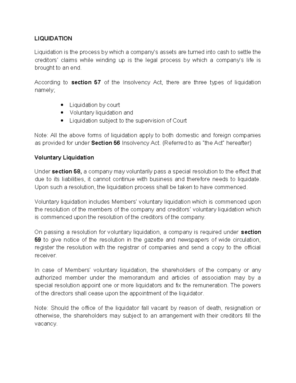 Liquidation Final - Hope it helps - LIQUIDATION Liquidation is the ...