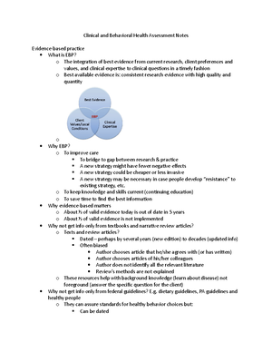 Clinical and Behavioral Health Assessment Exam 3 - al. in 1991 due to ...