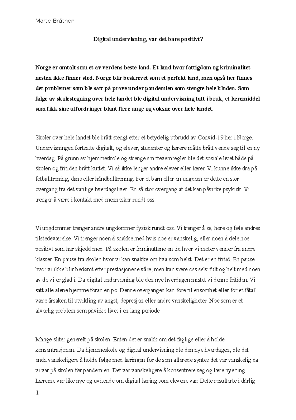 Artikkel om digital undervisning - Marte Bråthen Digital undervisning ...