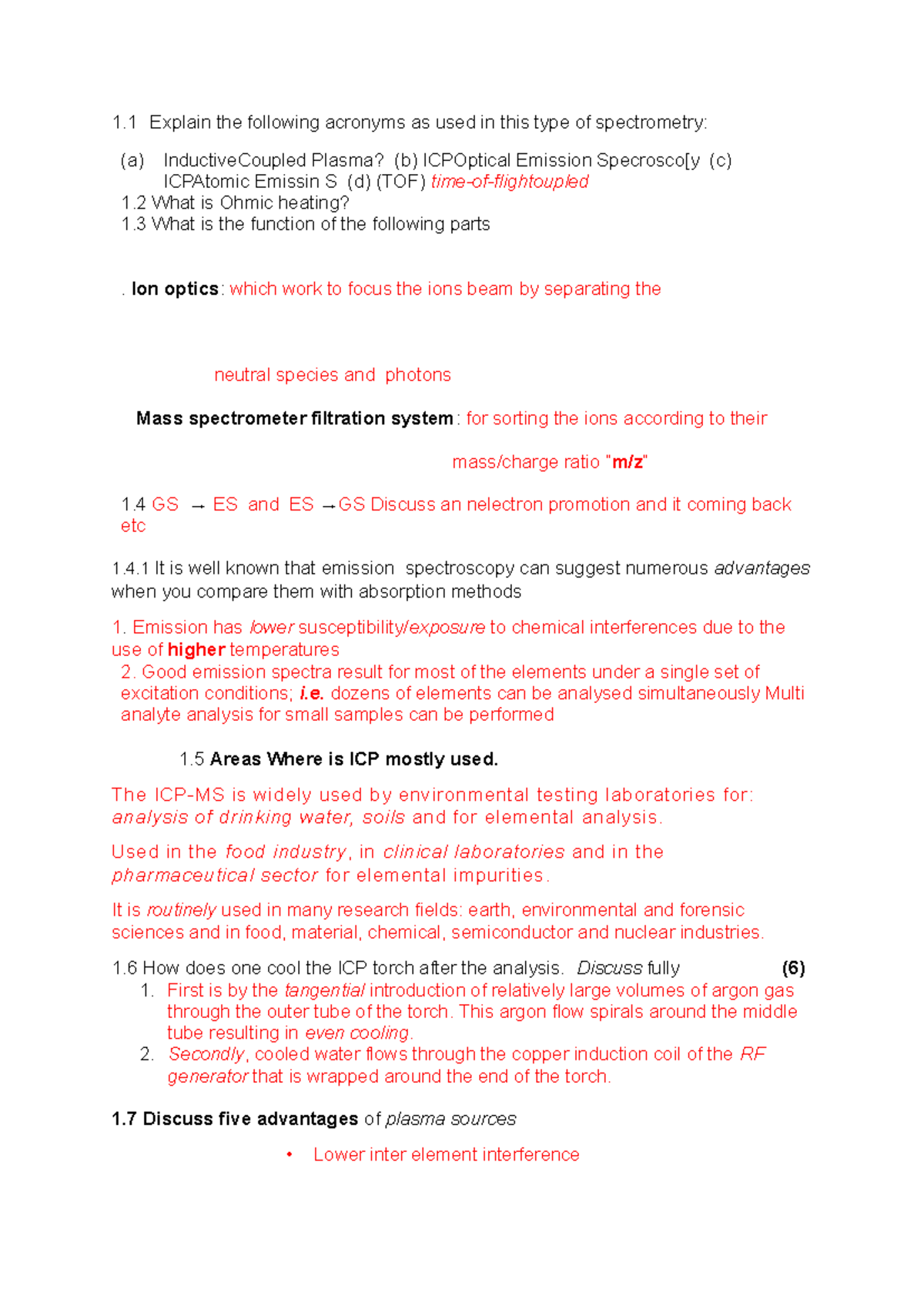 MCHA 082 ICP Memo - 1 Explain the following acronyms as used in this ...